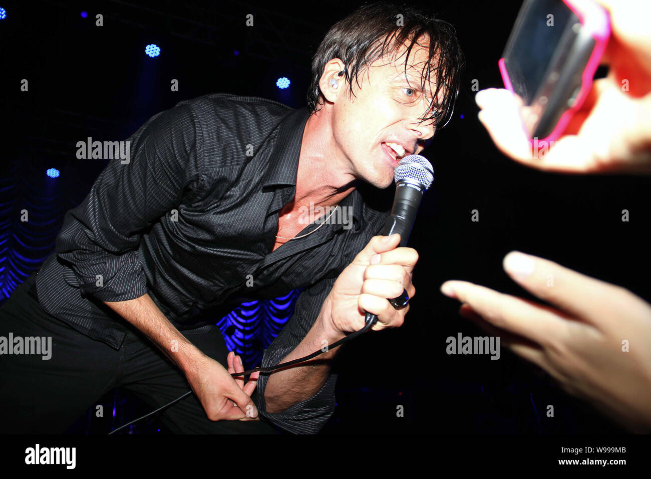 Singer Brett Anderson of British rock band Suede performs at a concert ...