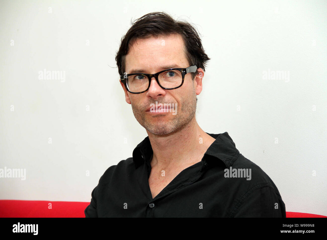 Australian actor Guy Pearce attends a meeting with local students to ...
