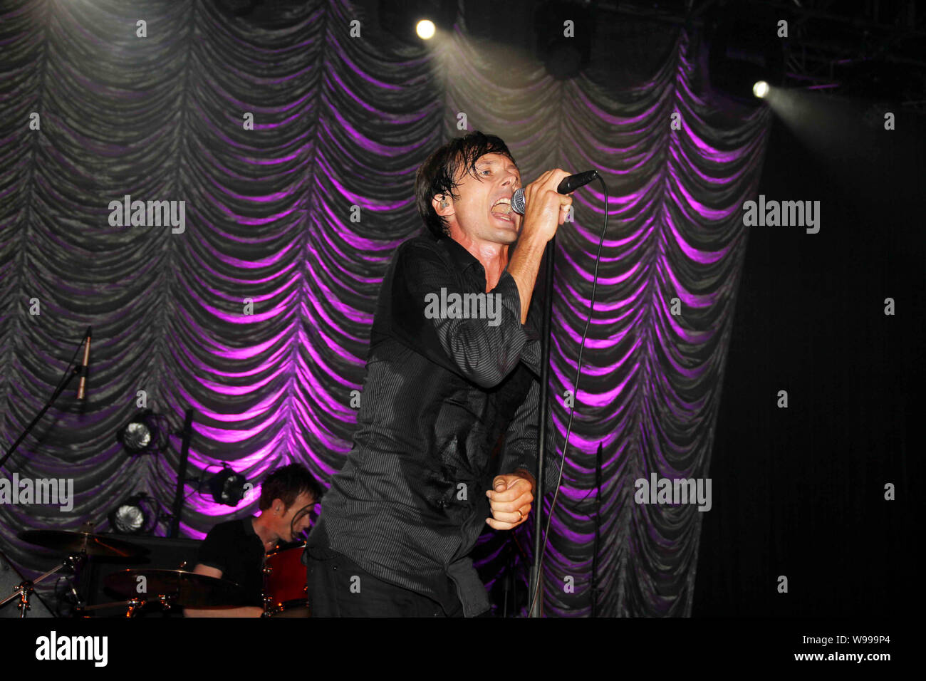 Singer Brett Anderson of British rock band Suede performs at a concert ...