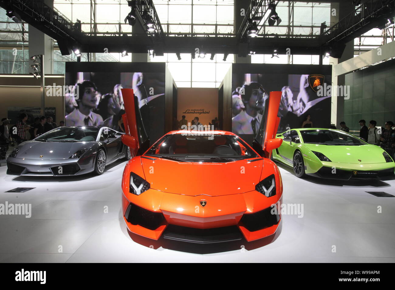 --File--View of the stand of Lamborghini during an auto show in ...