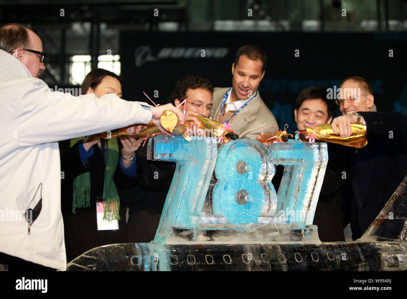 Bertrand-Marc Allen, third right, President of Boeing China, Ihssane ...