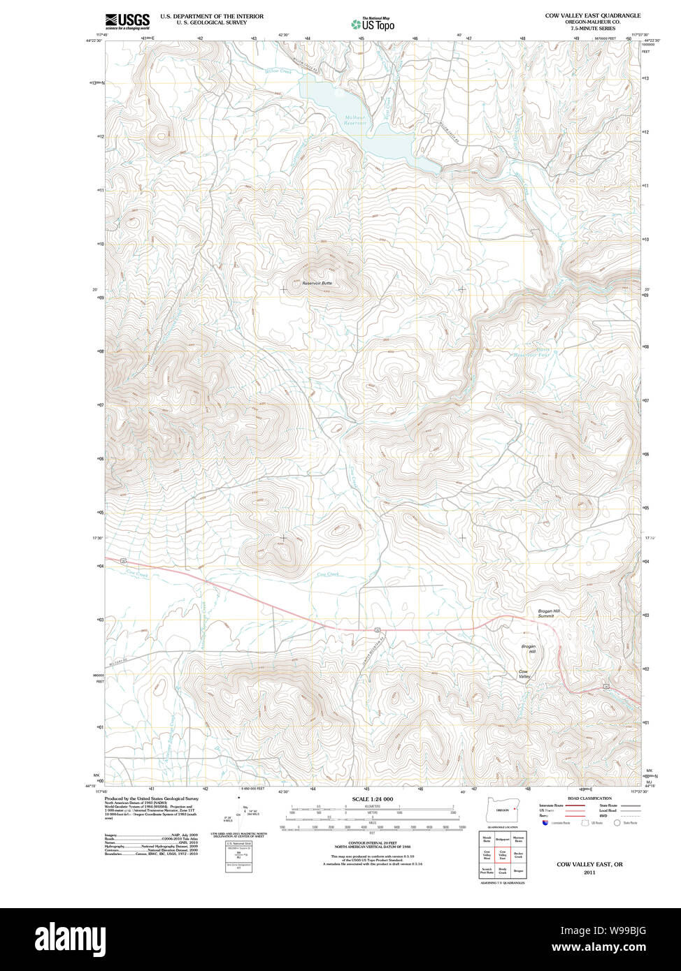 USGS Topo Map Oregon Cow Valley East 20110831 TM Restoration Stock ...