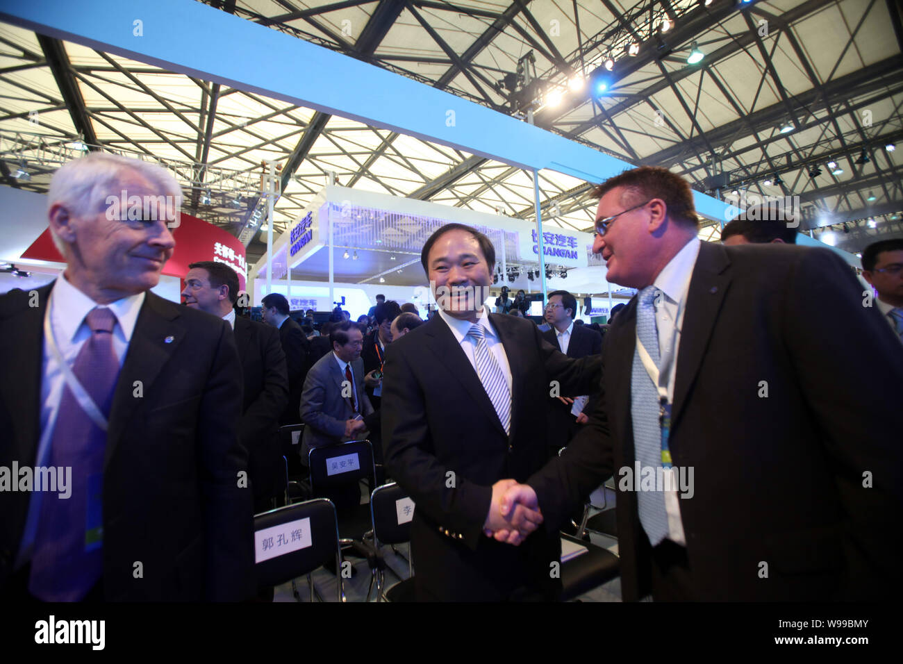 Li Shufu, center, Chairman of Geely Holding Group, is pictured at the ...