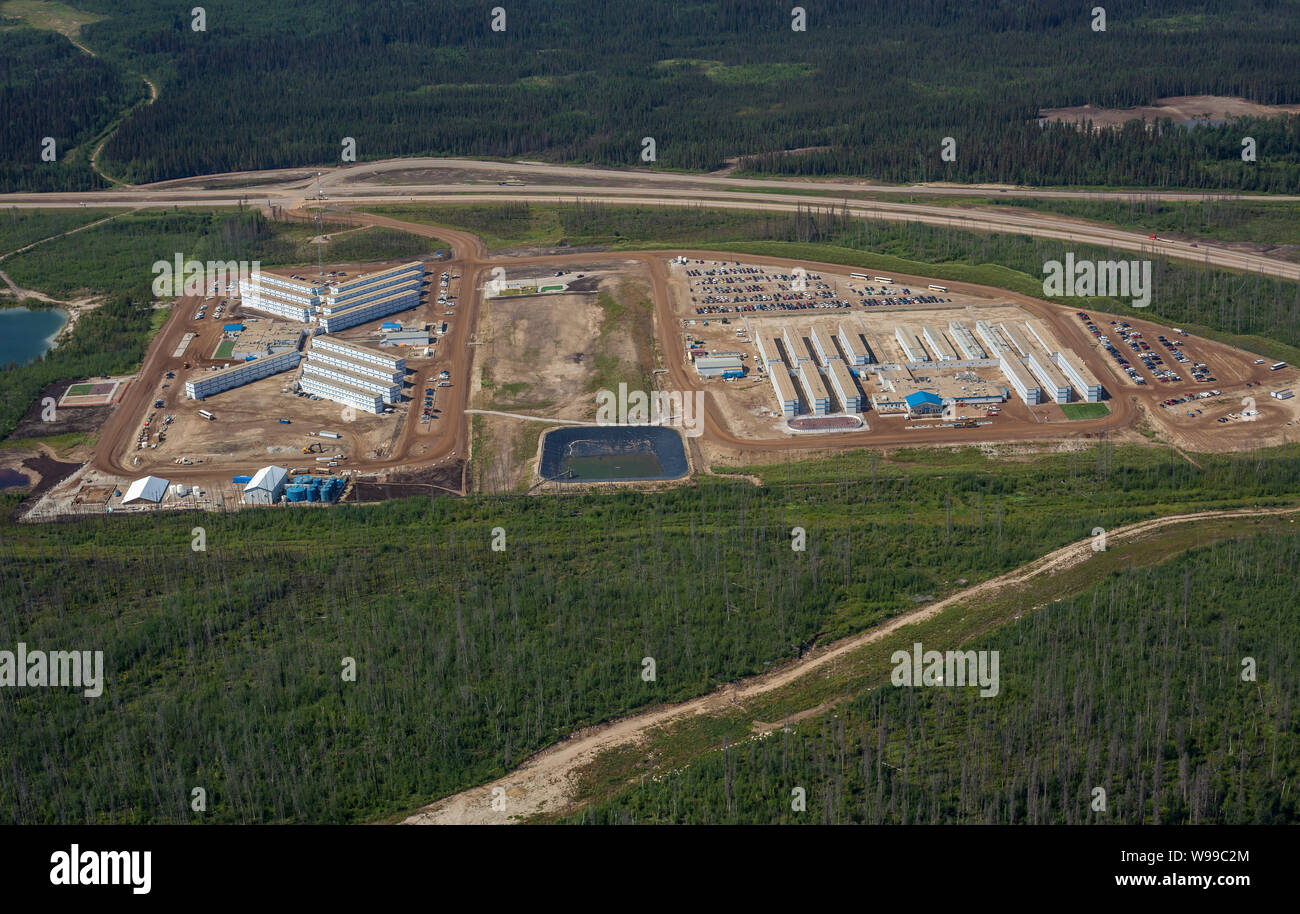 Oil Sands camps Civeo Beaver River Executive Lodge on the left and ...