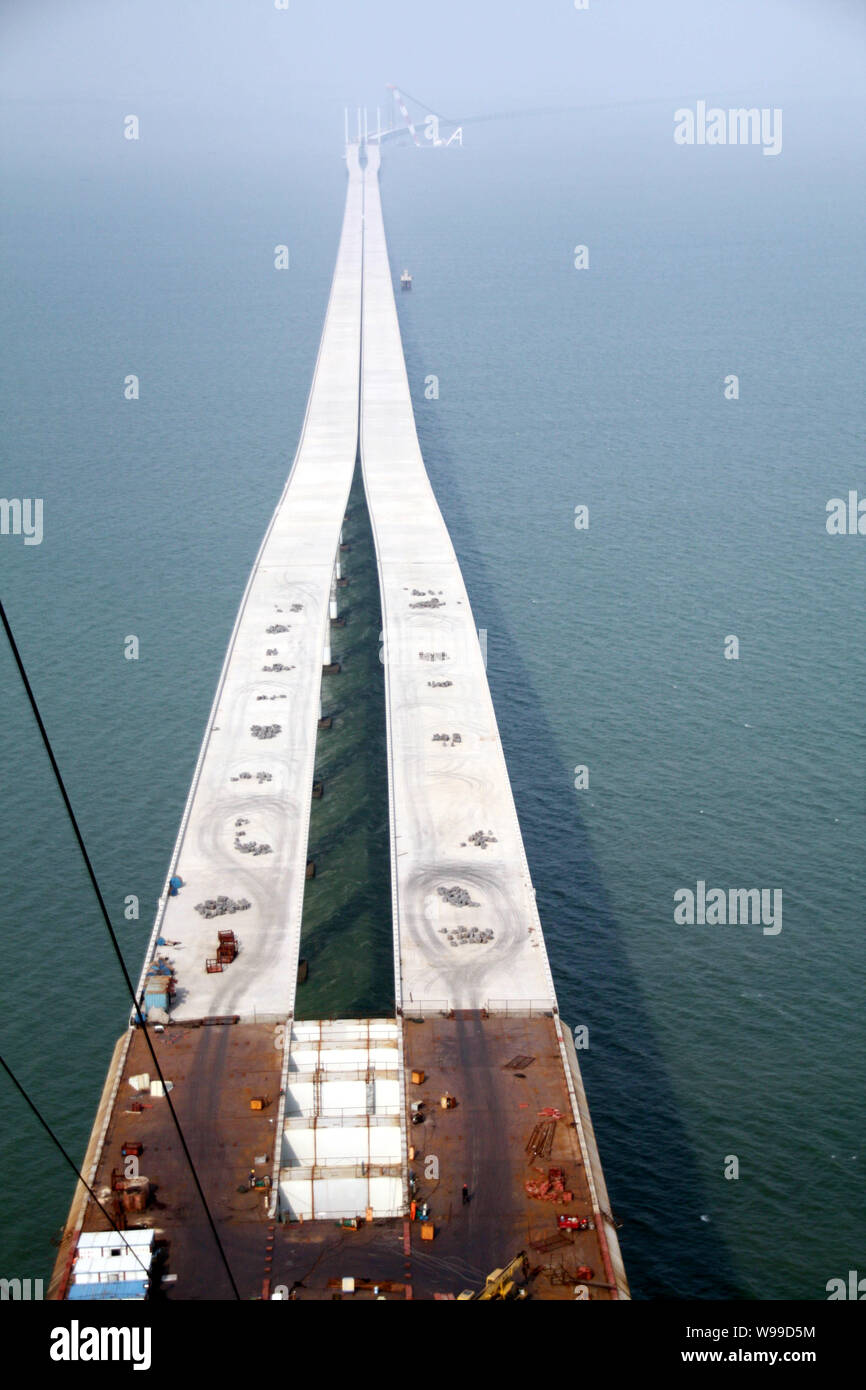 --FILE--The Qingdao Gulf Bridge, also known as the Qingdao Bay Bridge ...