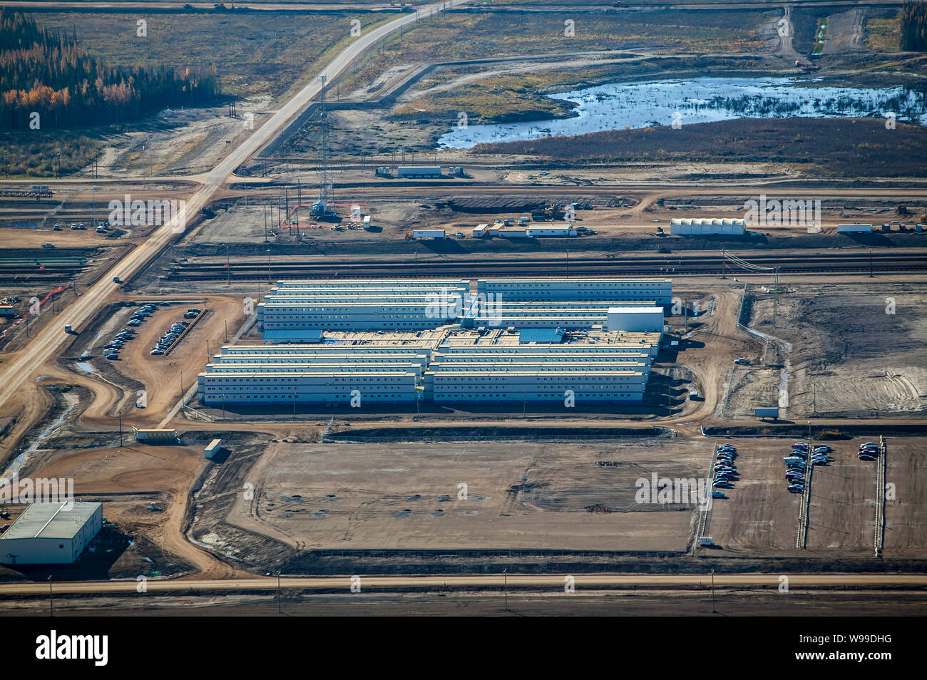 Camp housing for oil sands workers at construction of CNRL operations ...