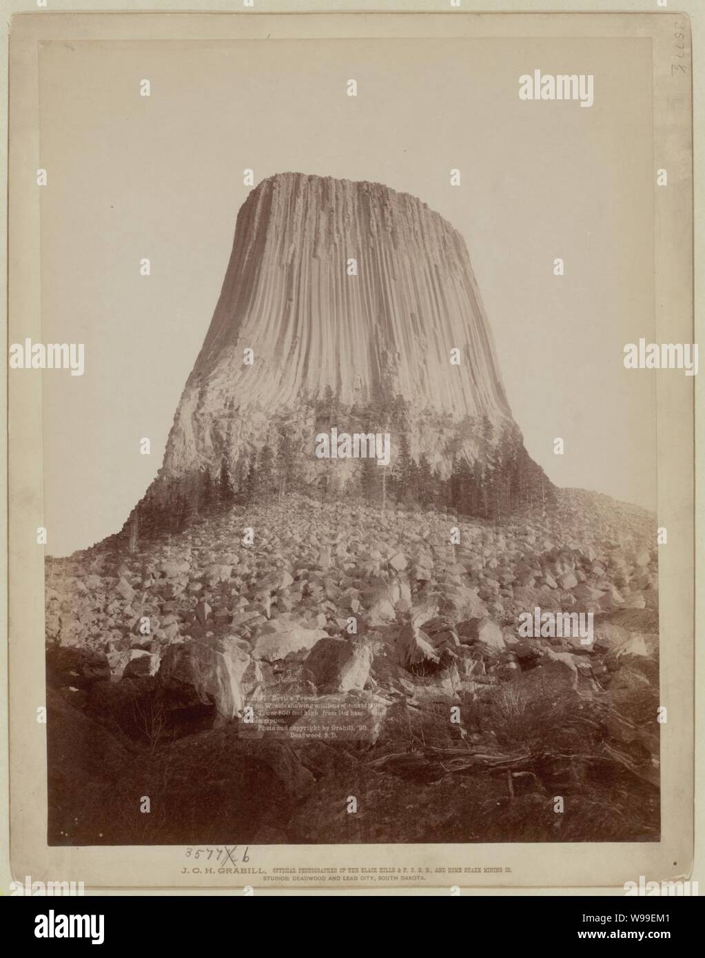 Devil's Tower. From W(est) side showing millions of tons of fallen rock ...