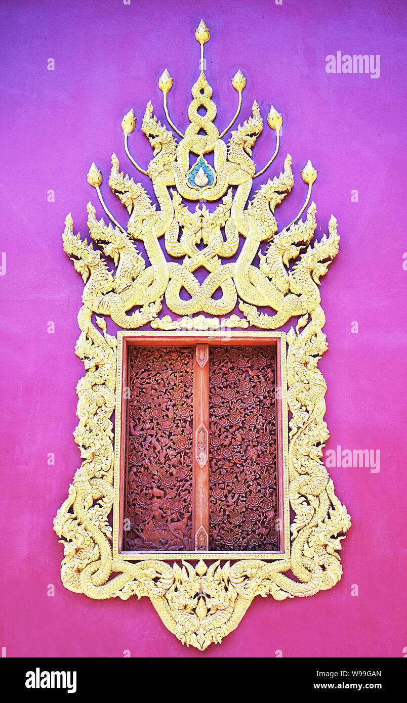 traditional thai style temple window Stock Photo - Alamy