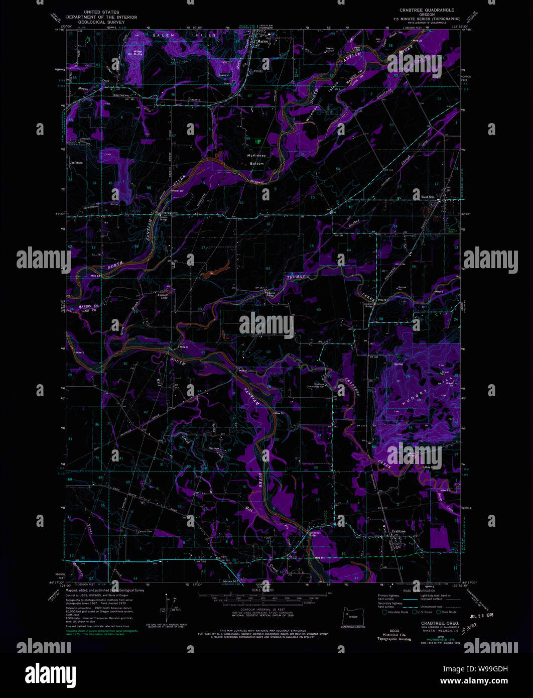 USGS Topo Map Oregon Crabtree 279482 1970 24000 Inverted Restoration ...