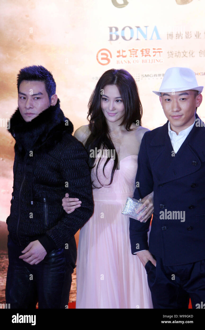 (From left) Chinese singer and actor Du Yiheng, actress Zhang Xinyu and ...