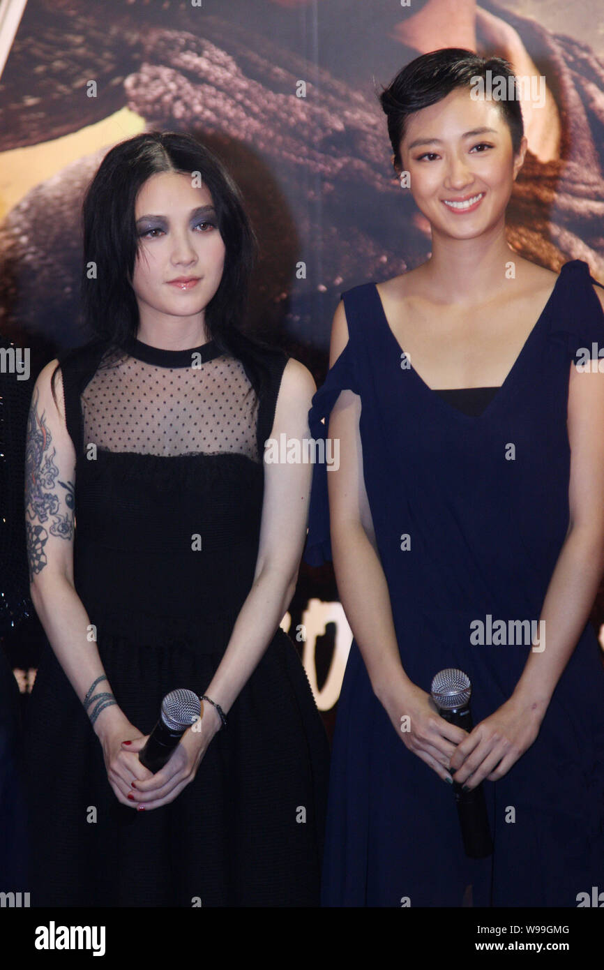 Taiwanese actresses Mavis Fan, left, and Guey (Kwai) Lun-Mei attend the ...