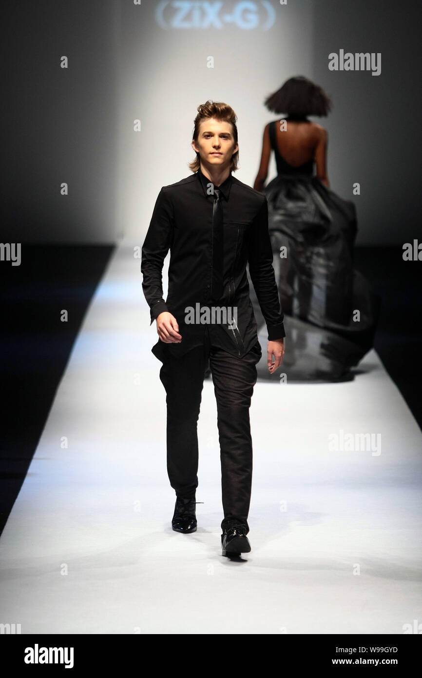 Brazilian model Leonardo Frosi poses during the Shanghai Fashion Week ...