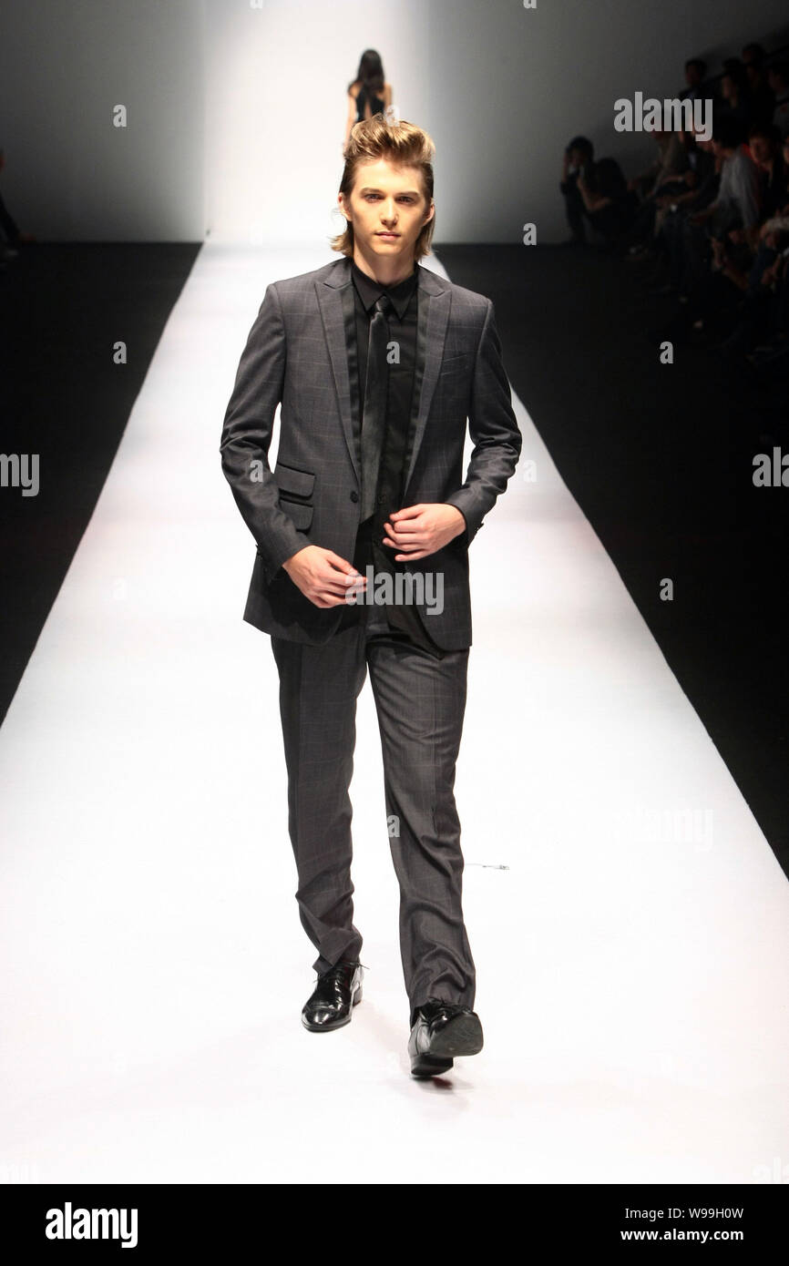 Brazilian model Leonardo Frosi poses during the Shanghai Fashion Week ...