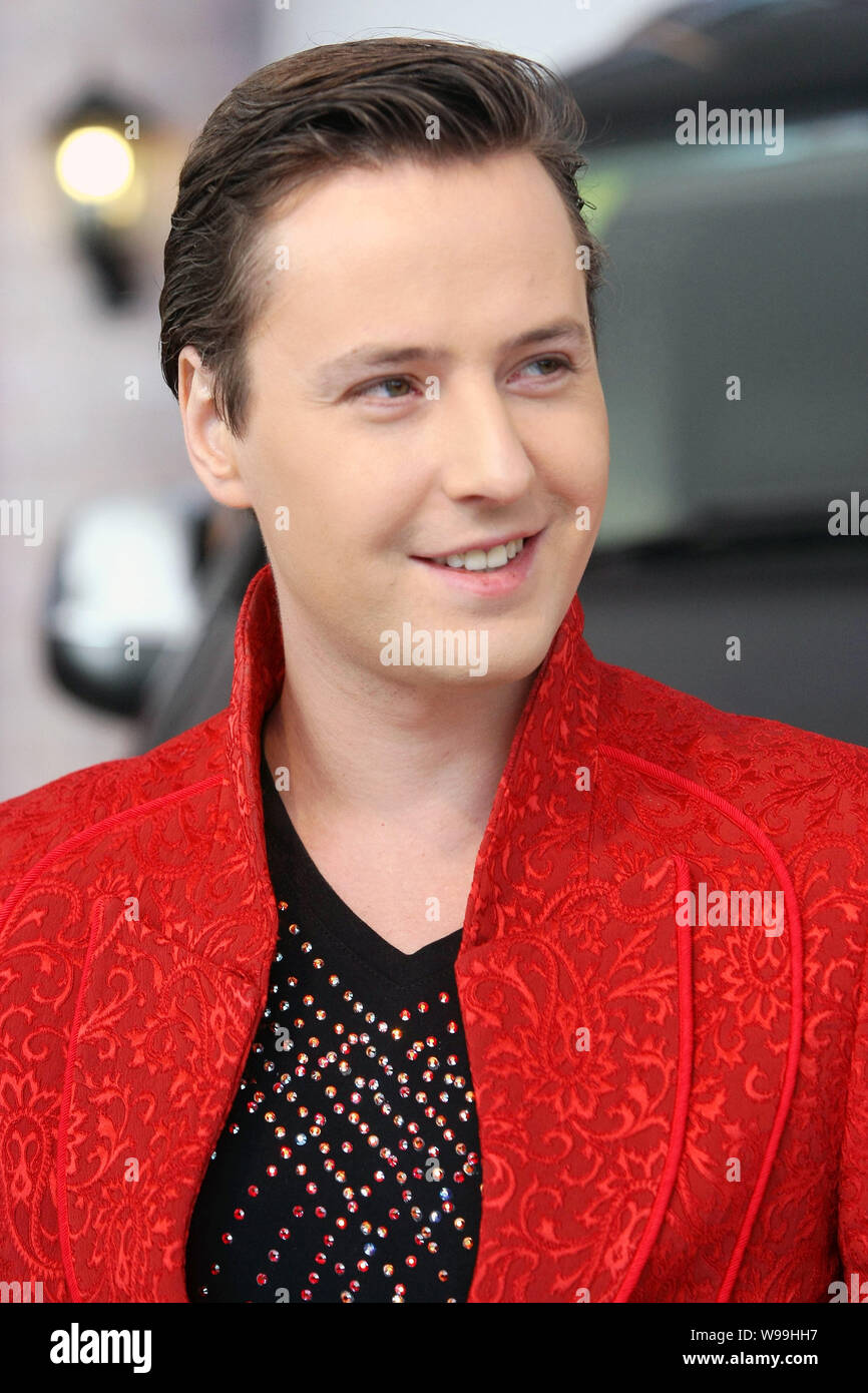 Russian singer Vitas is pictured at the booth of Mercedes-Benz at the ...
