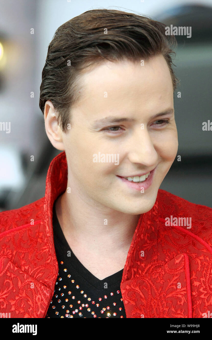 Russian singer Vitas is pictured at the booth of Mercedes-Benz at the ...