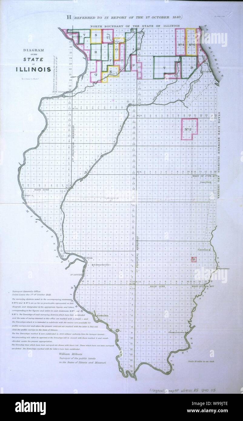 Diagram of the state of Illinois Stock Photo - Alamy