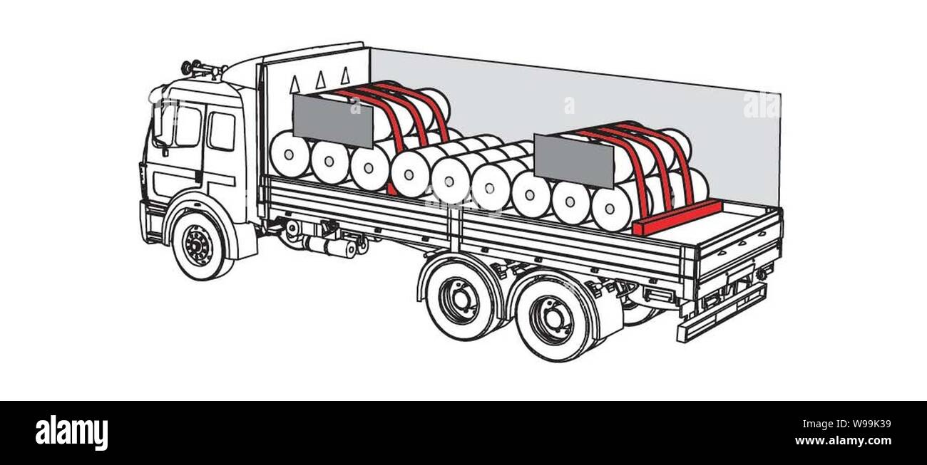 Diagram of truck loaded with paper rolls Stock Photo - Alamy