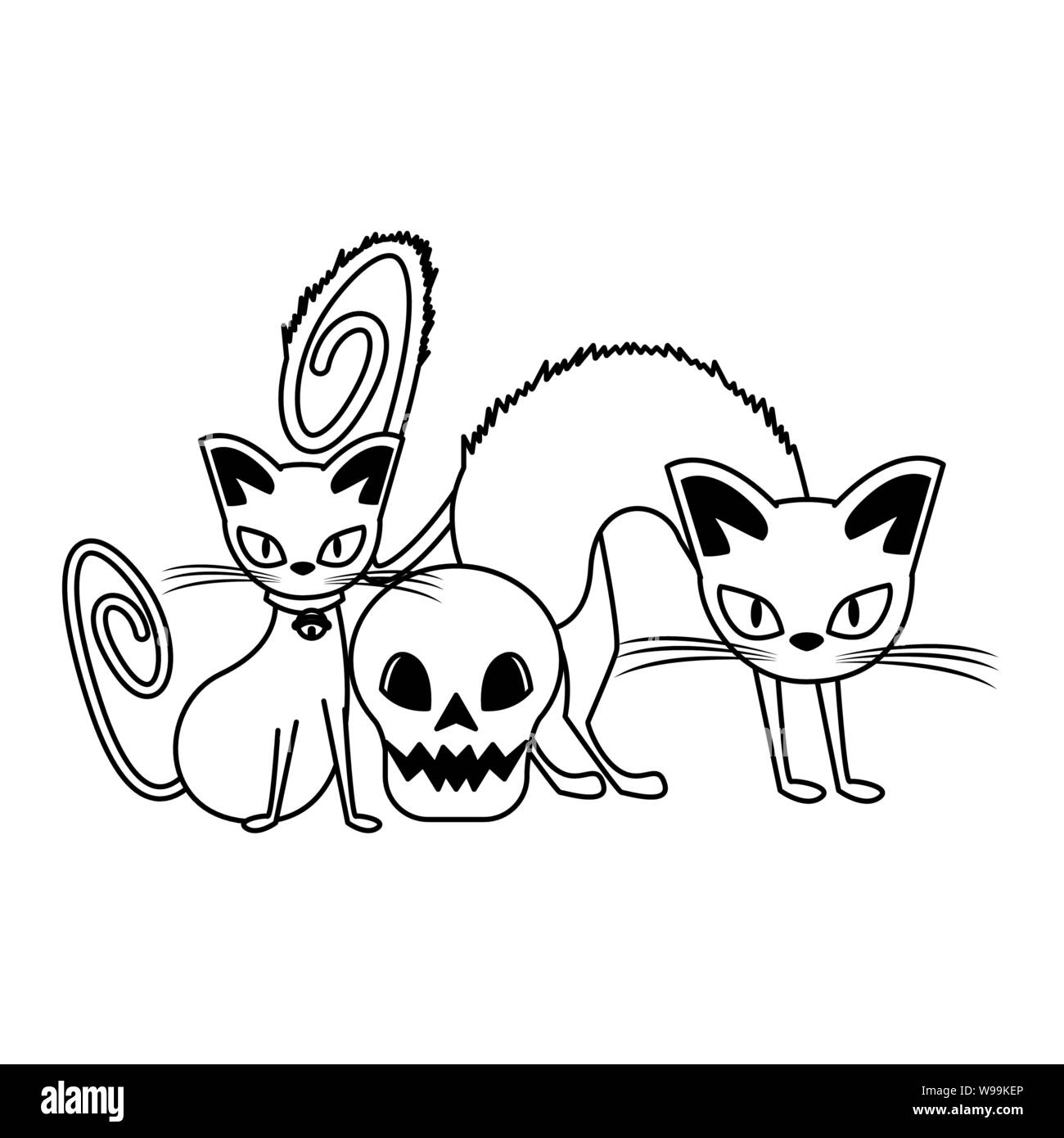 halloween october scary celebration cartoon in black and white Stock ...
