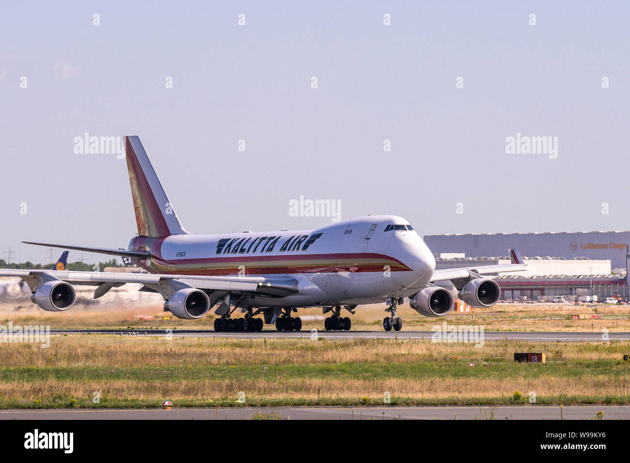 Frankfurt Germany 11.08.19 Kalitta Air Boeing 747 Jumbo Jet 4-engine ...
