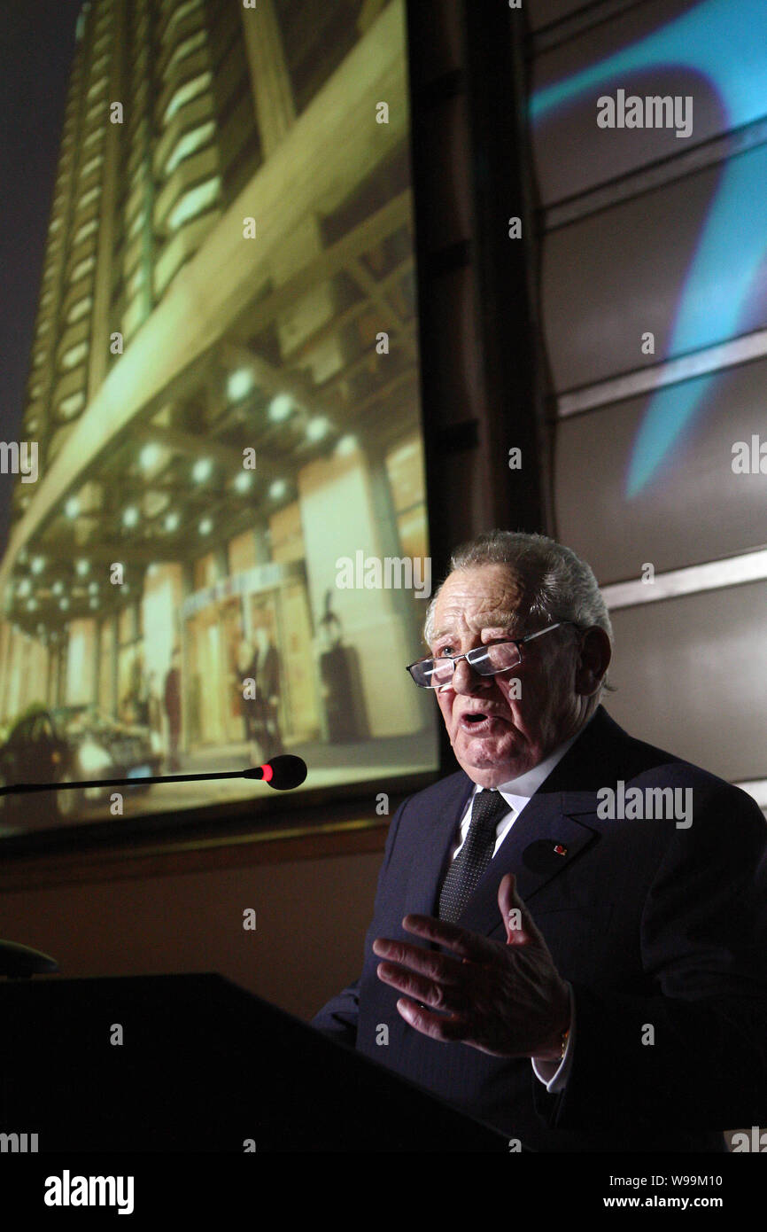 Accor co-founder Gerard Pelisson speaks during the 1st anniversary ...