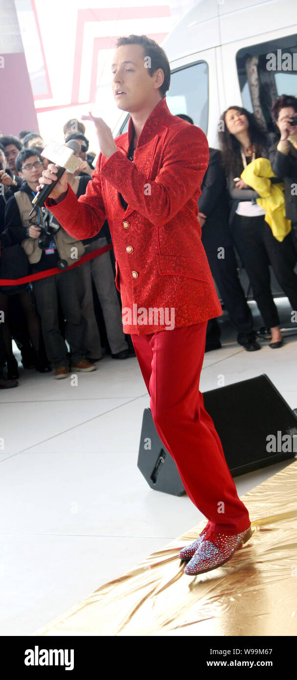 Russian singer Vitas performs at the booth of Mercedes-Benz at the 14th ...
