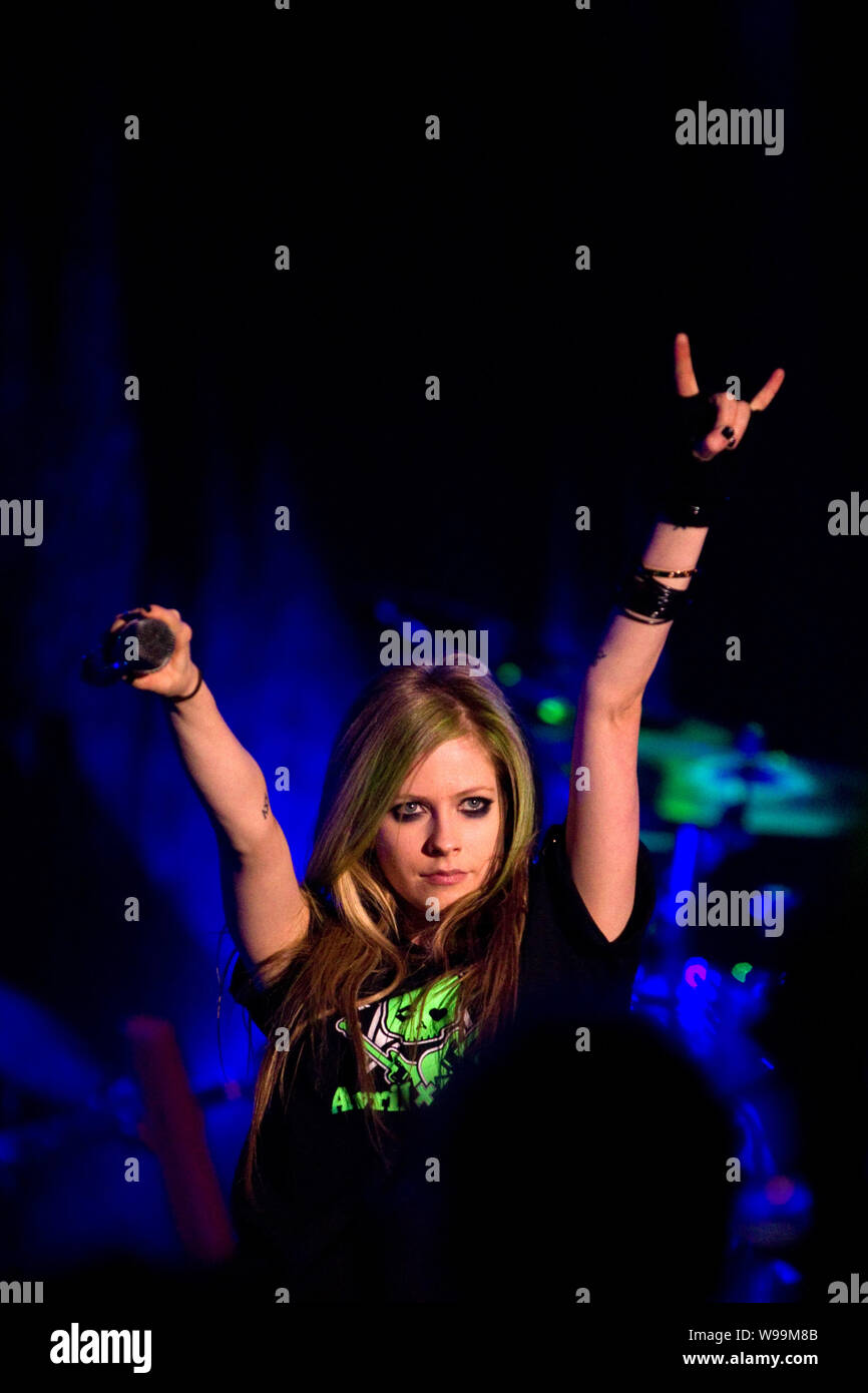 Canadian singer Avril Lavigne performs at her concert in the Shanghai ...