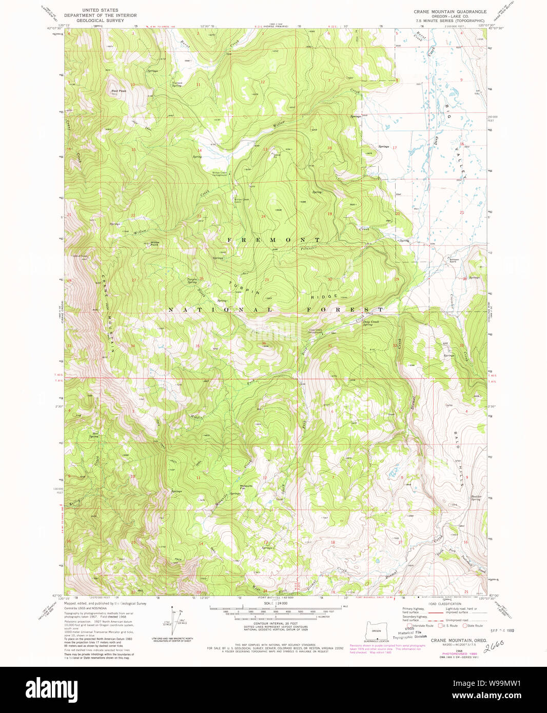 USGS Topo Map Oregon Crane Mountain 279492 1968 24000 Restoration Stock ...