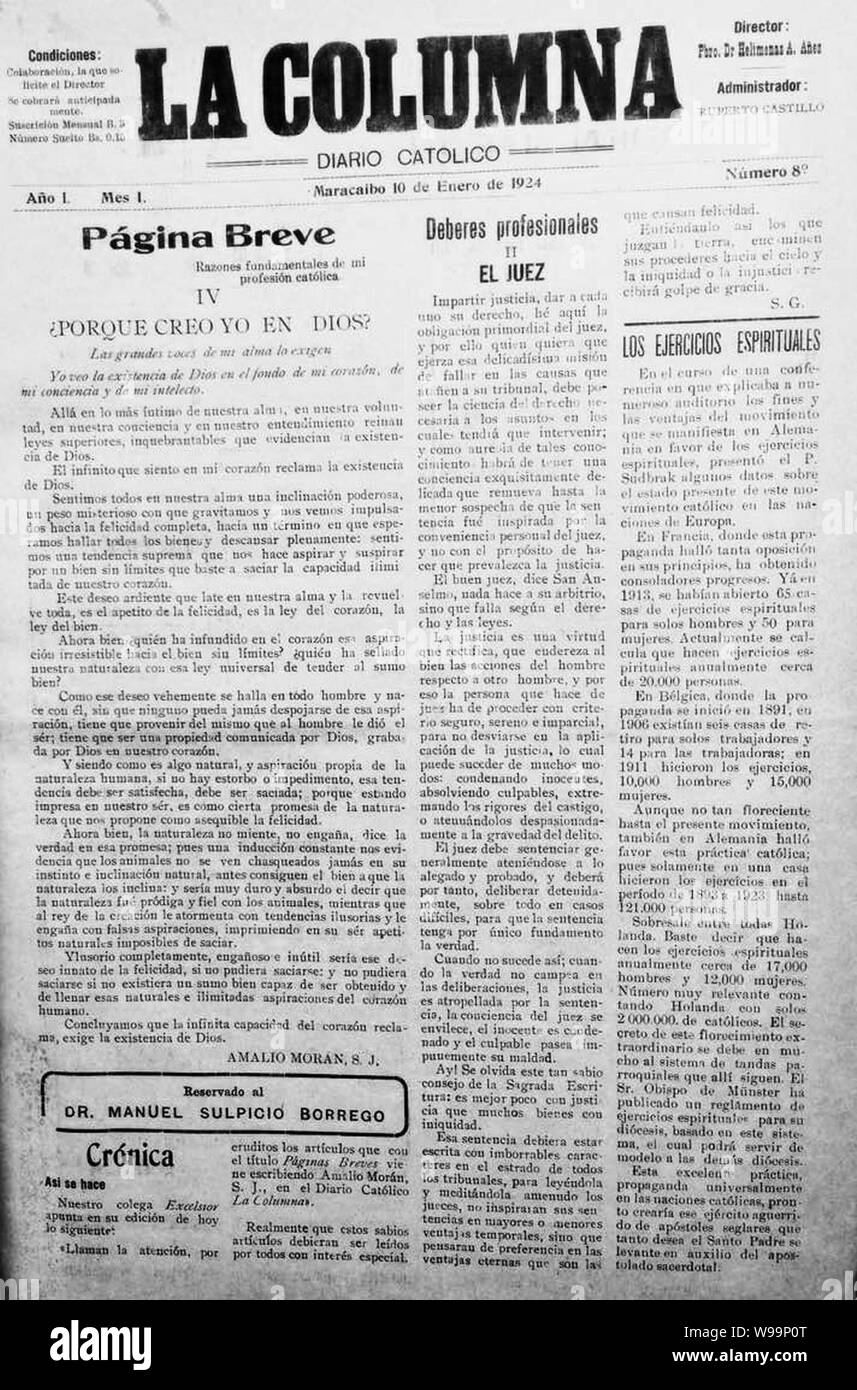 Diario La Columna. Ejemplar Stock Photo - Alamy