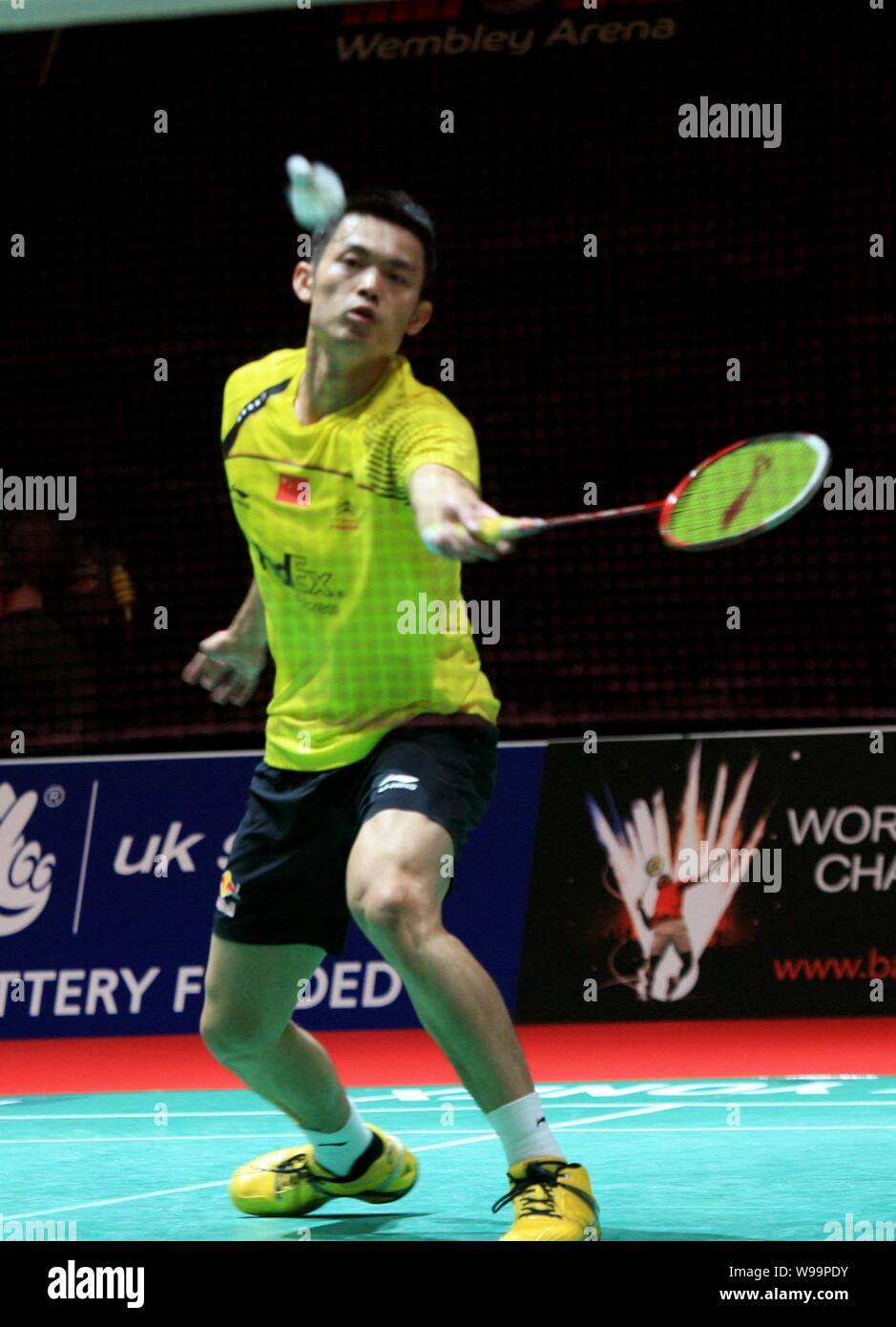 Chinas Lin Dan competes at the World Badminton Championships in Londons ...