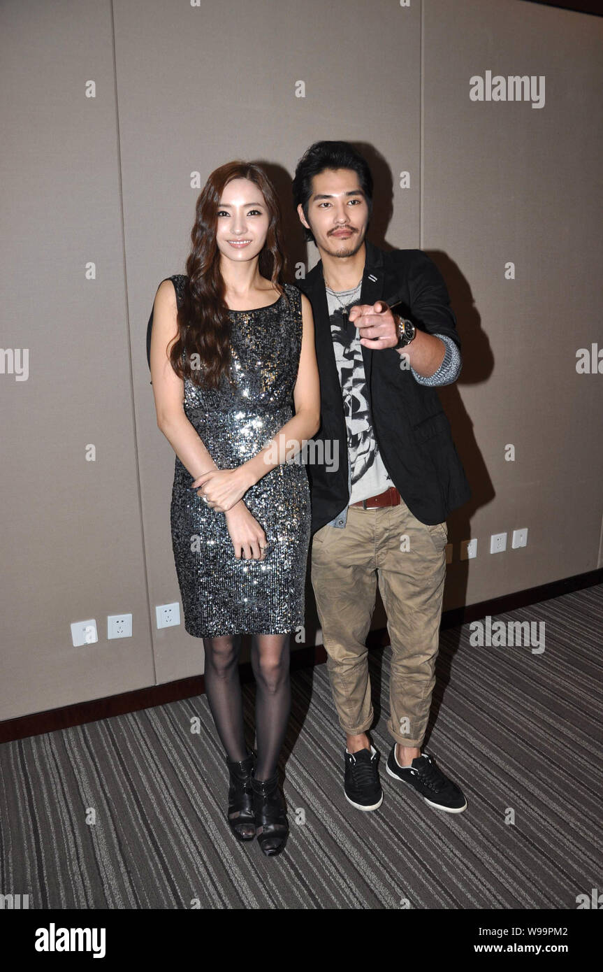 South Korean actress Han Chae-young and Taiwanese actor Lan Ching Lung ...
