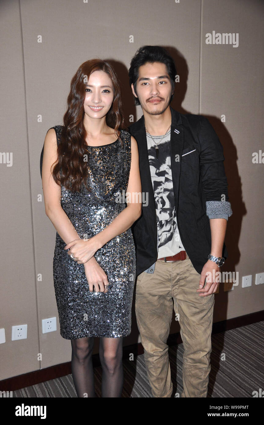 South Korean actress Han Chae-young and Taiwanese actor Lan Ching Lung ...