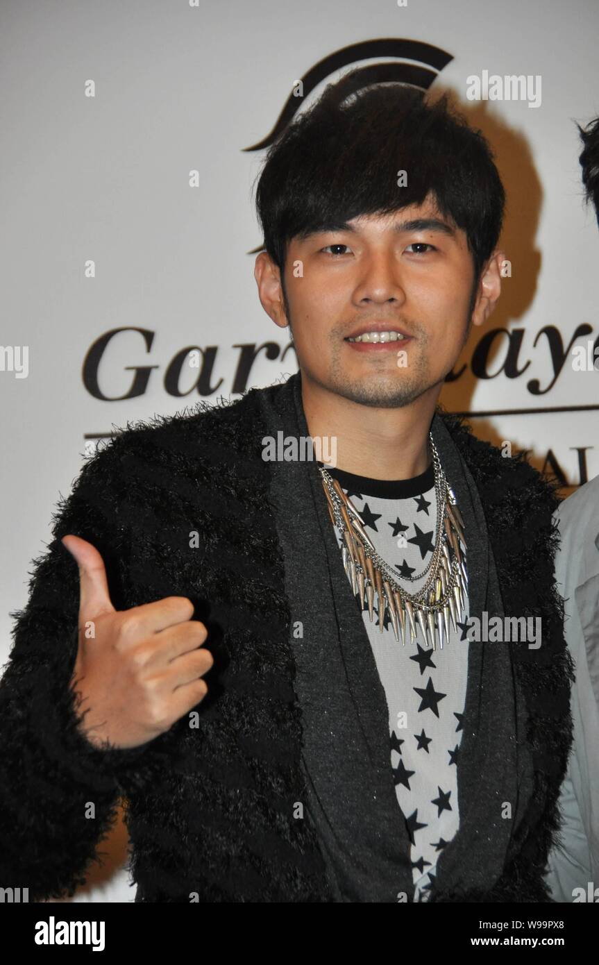 Taiwanese musician and film producer, Jay Chou attends a conference ...