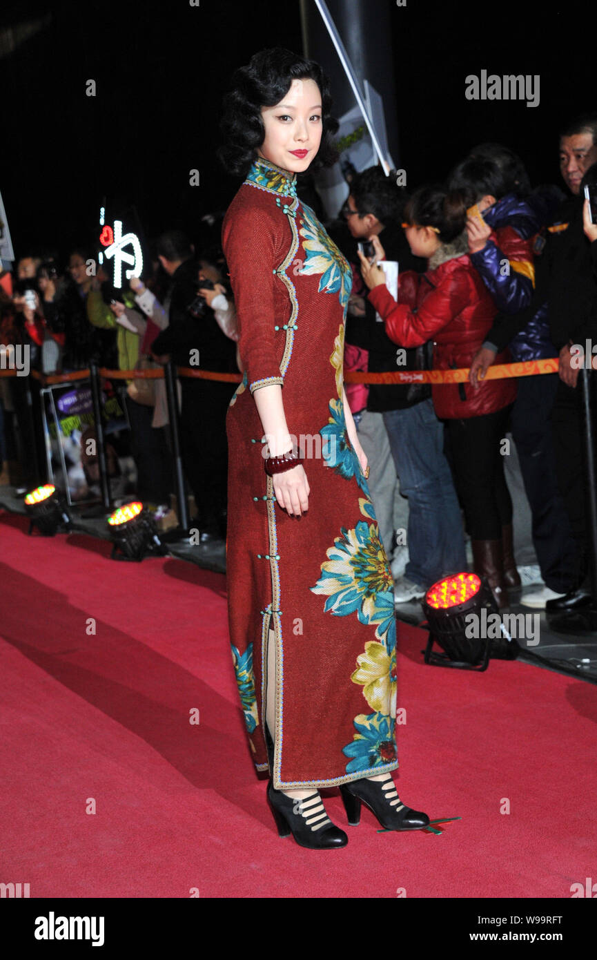 Chinese actress Ni Ni poses on the red carpet for the screening of the ...