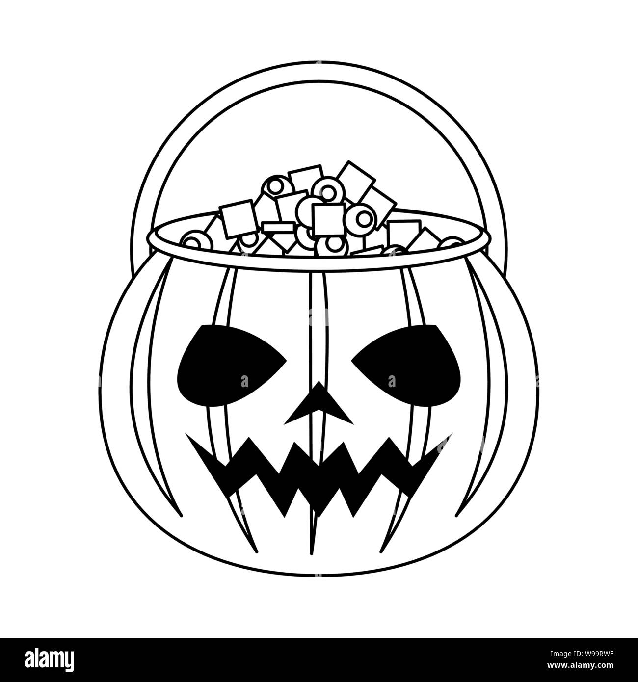 halloween october scary celebration cartoon in black and white Stock ...