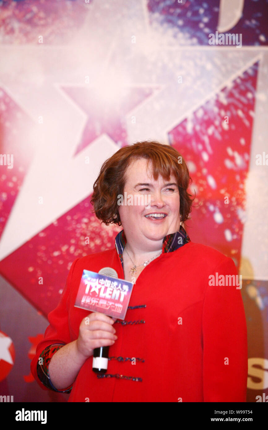 British singer Susan Boyle attends a press conference for Chinas Got ...