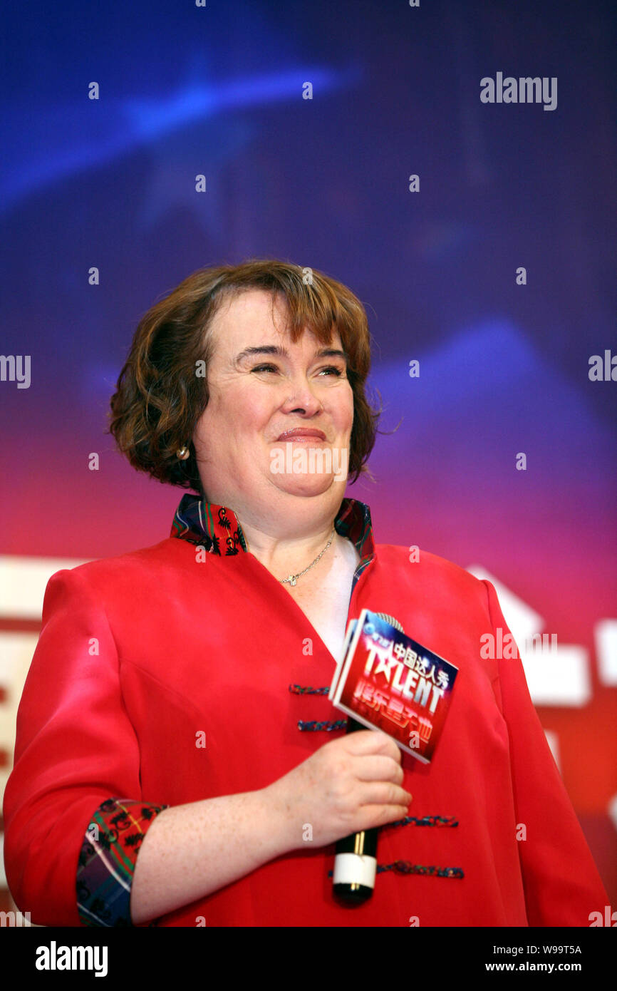British singer Susan Boyle attends a press conference for Chinas Got ...