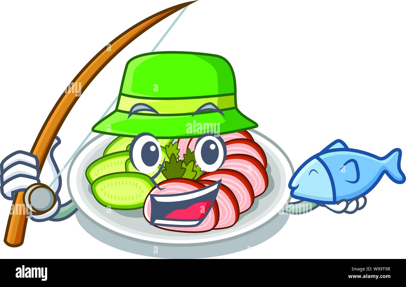 Fishing peking dunking fried in mascot pan Stock Vector Image & Art - Alamy