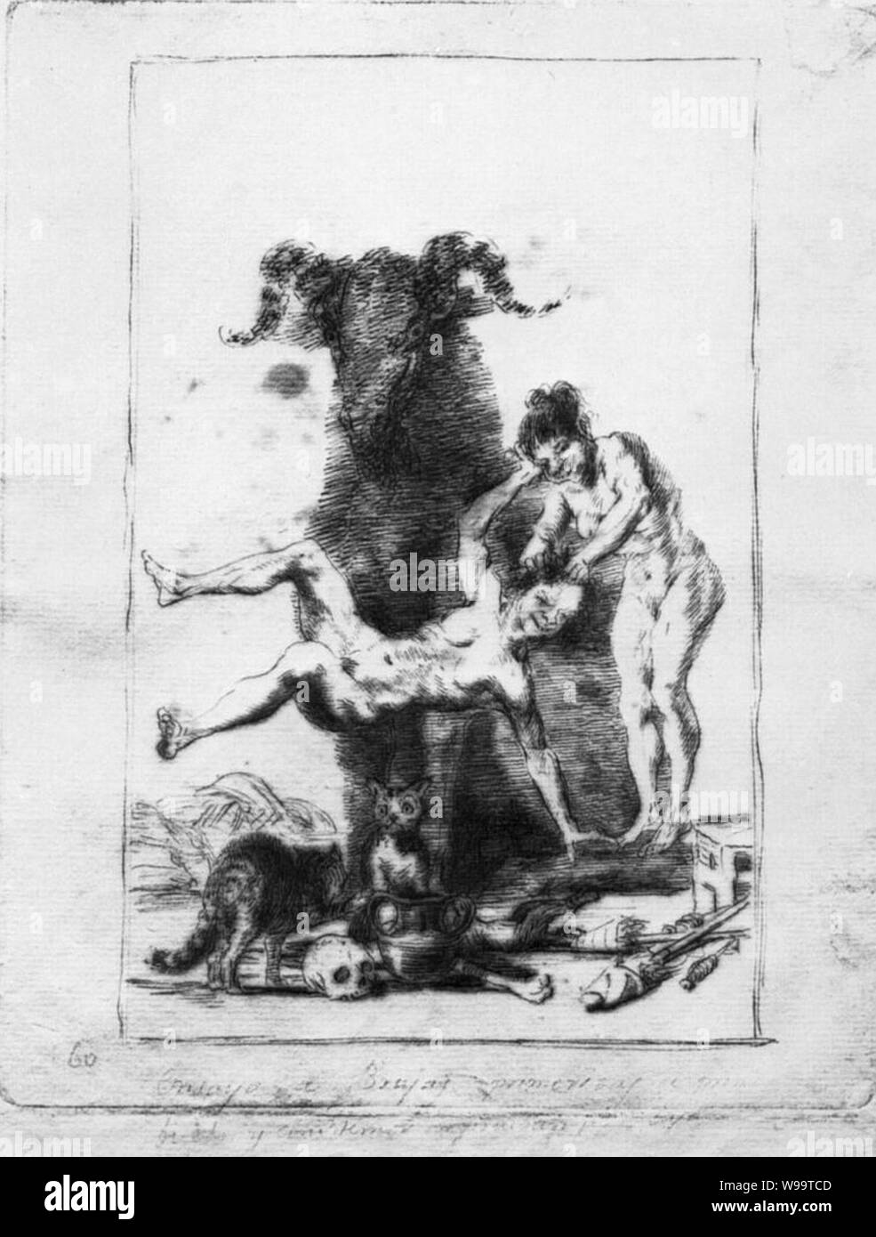 Dibujo preparatorio Capricho 60 Goya Stock Photo - Alamy
