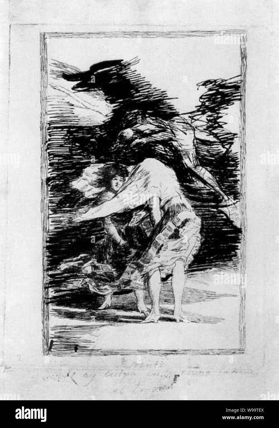 Dibujo preparatorio Capricho 36 Goya Stock Photo - Alamy