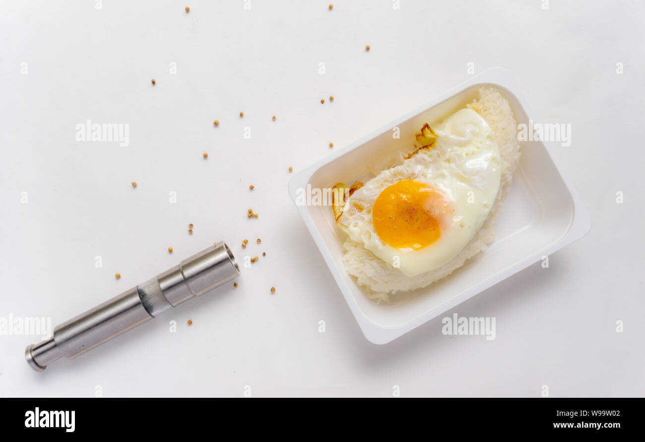 The inner box of rice is fried egg with white rice Stock Photo - Alamy