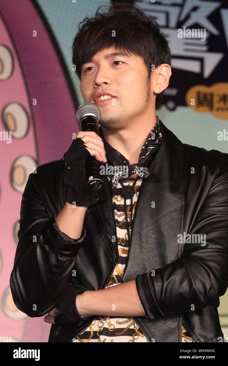 Taiwanese singer Jay Chou speaks during a press conference for his new ...