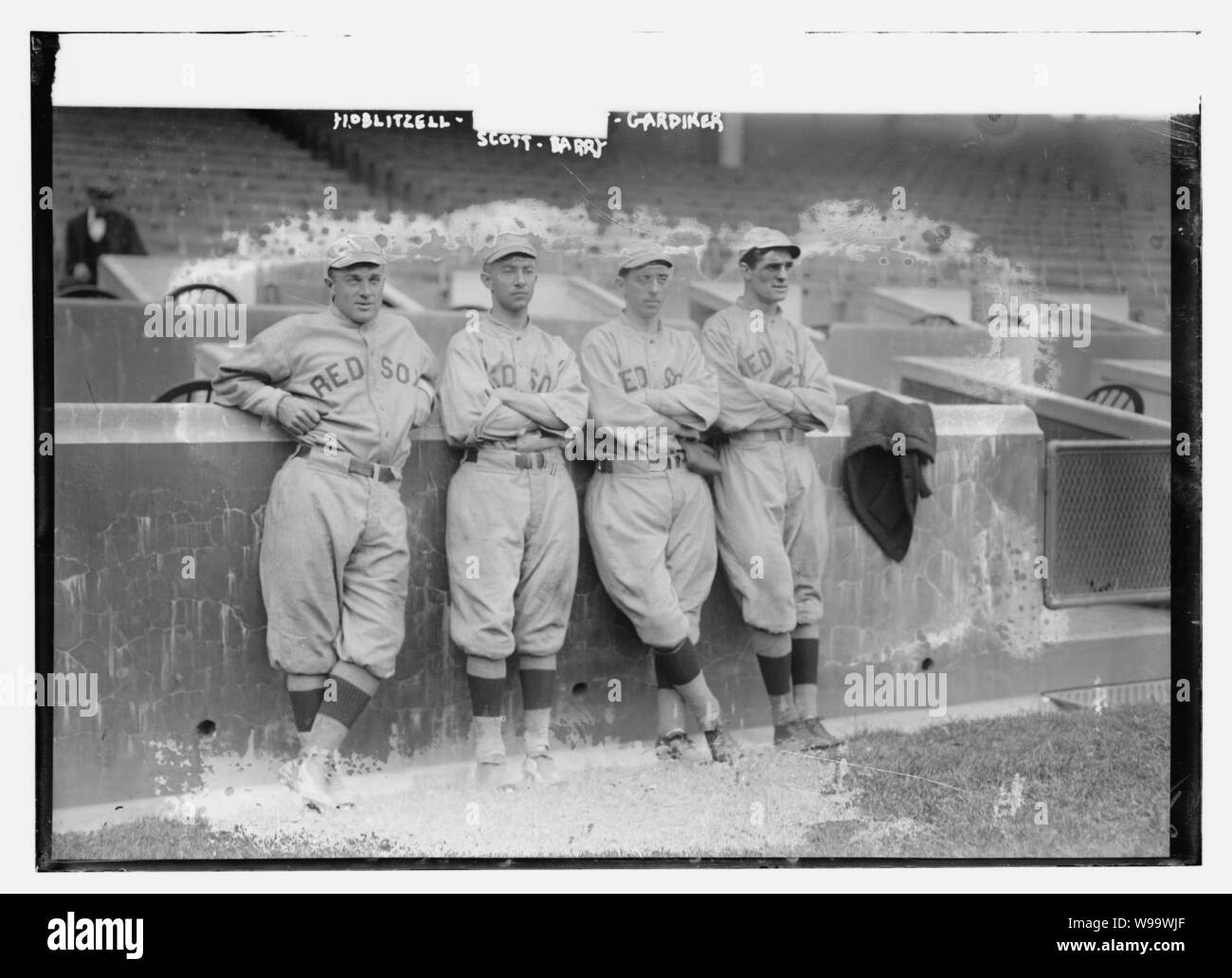 Dick Hoblitzell, Everett Scott, Jack Barry, Larry Gardner, Boston AL ...