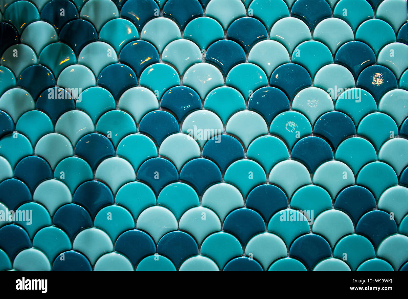 vintage blue wave tiles Stock Photo - Alamy
