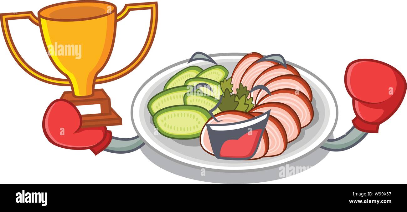 Boxing winner peking duck served on cartoon plate Stock Vector Image ...