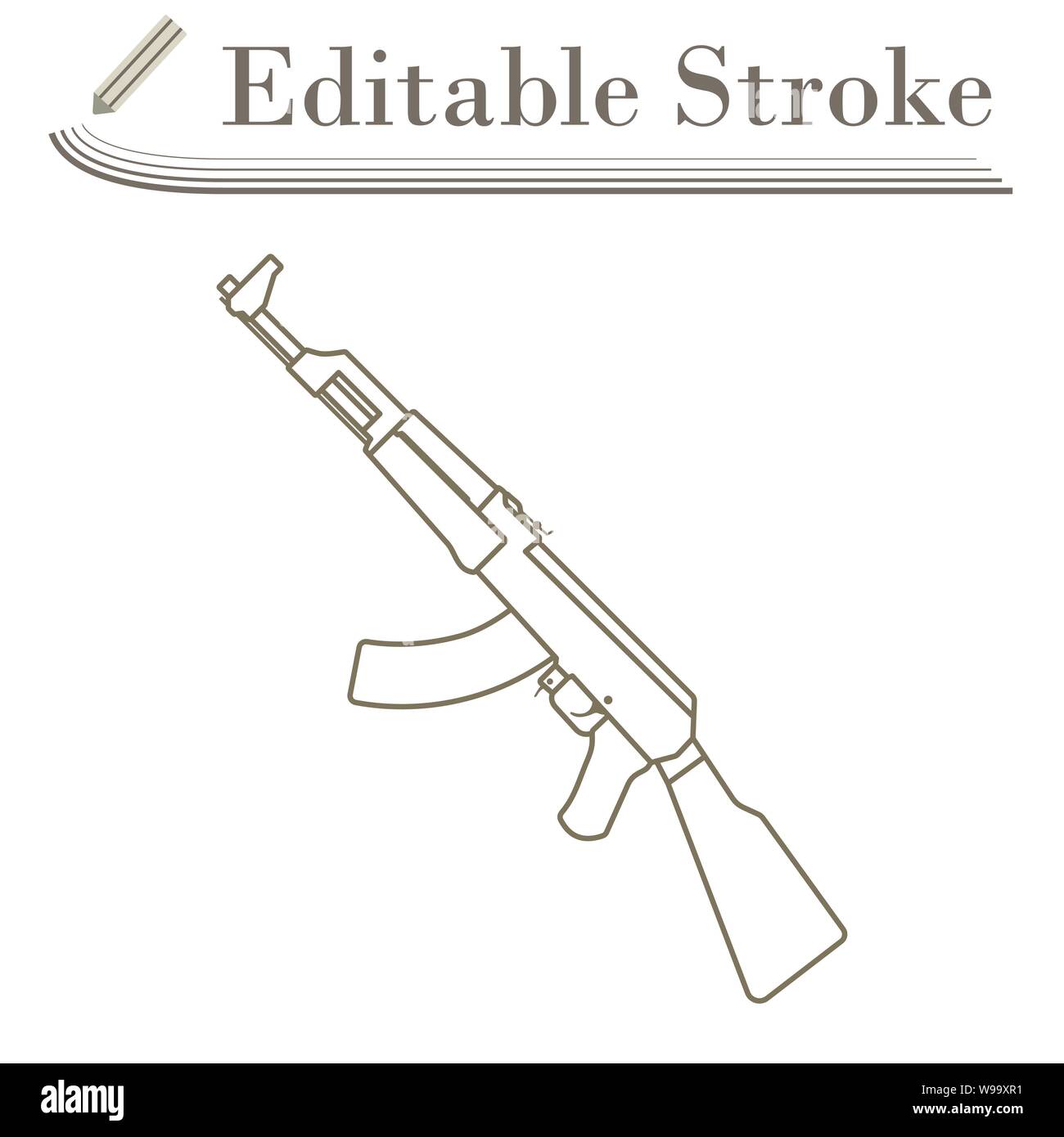 Russian Weapon Rifle Icon. Editable Stroke Simple Design. Vector ...