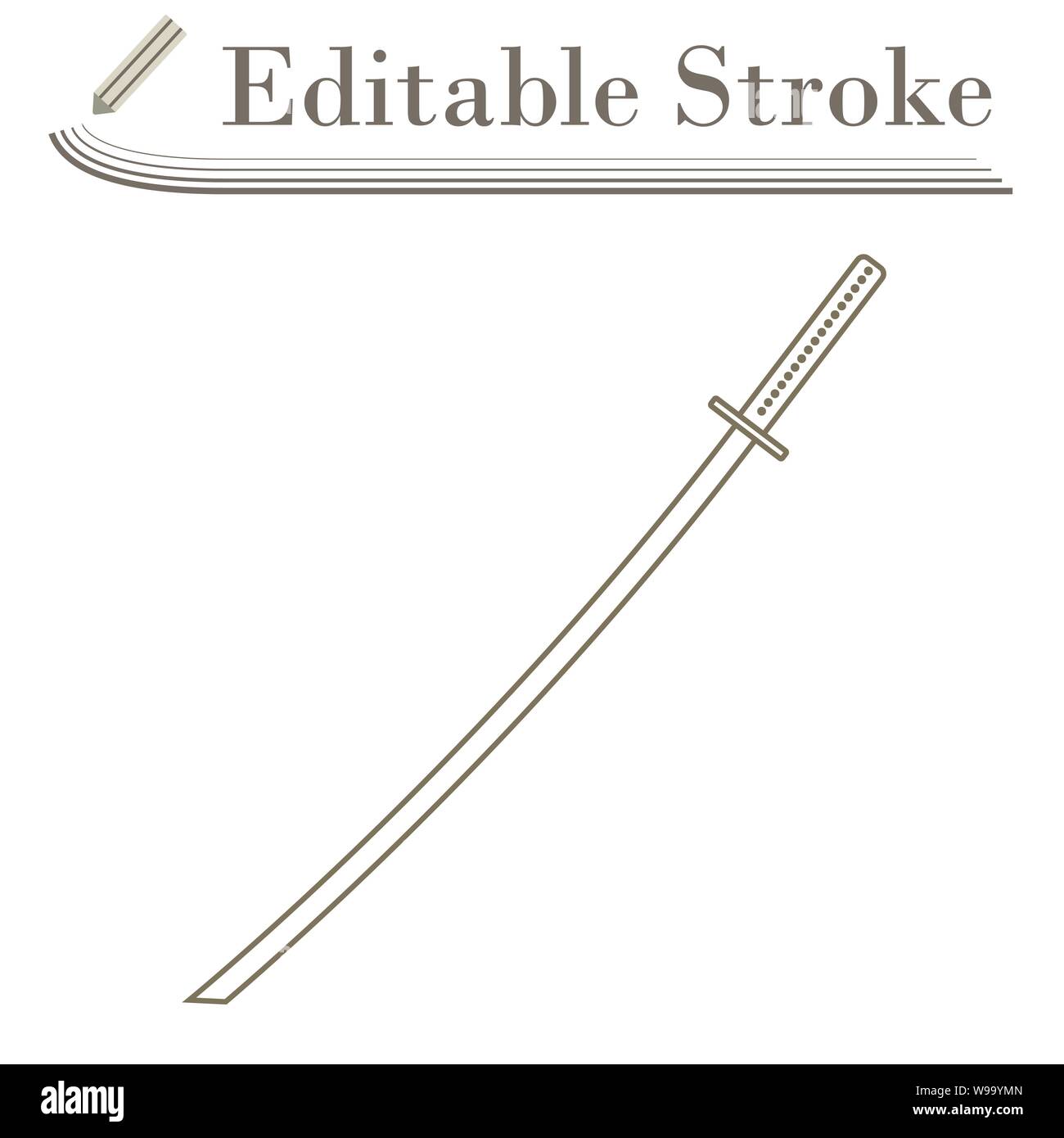 Japanese Sword Icon. Editable Stroke Simple Design. Vector Illustration ...