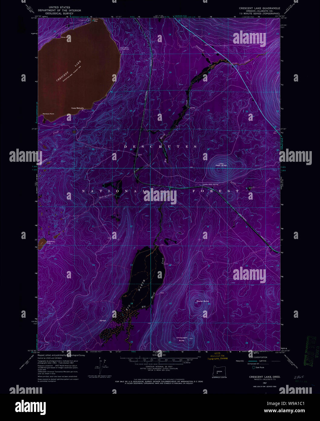 Map of crescent lake hi-res stock photography and images - Alamy