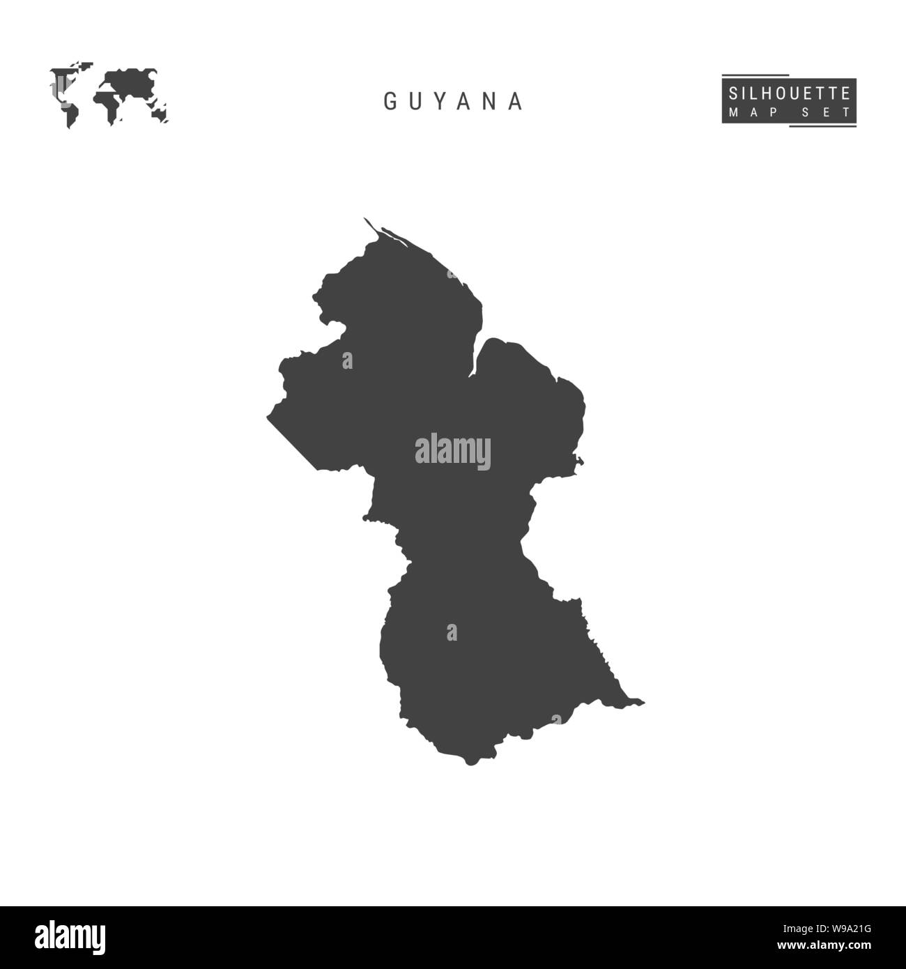 Guyana Blank Vector Map Isolated on White Background. High-Detailed Black Silhouette Map of ...