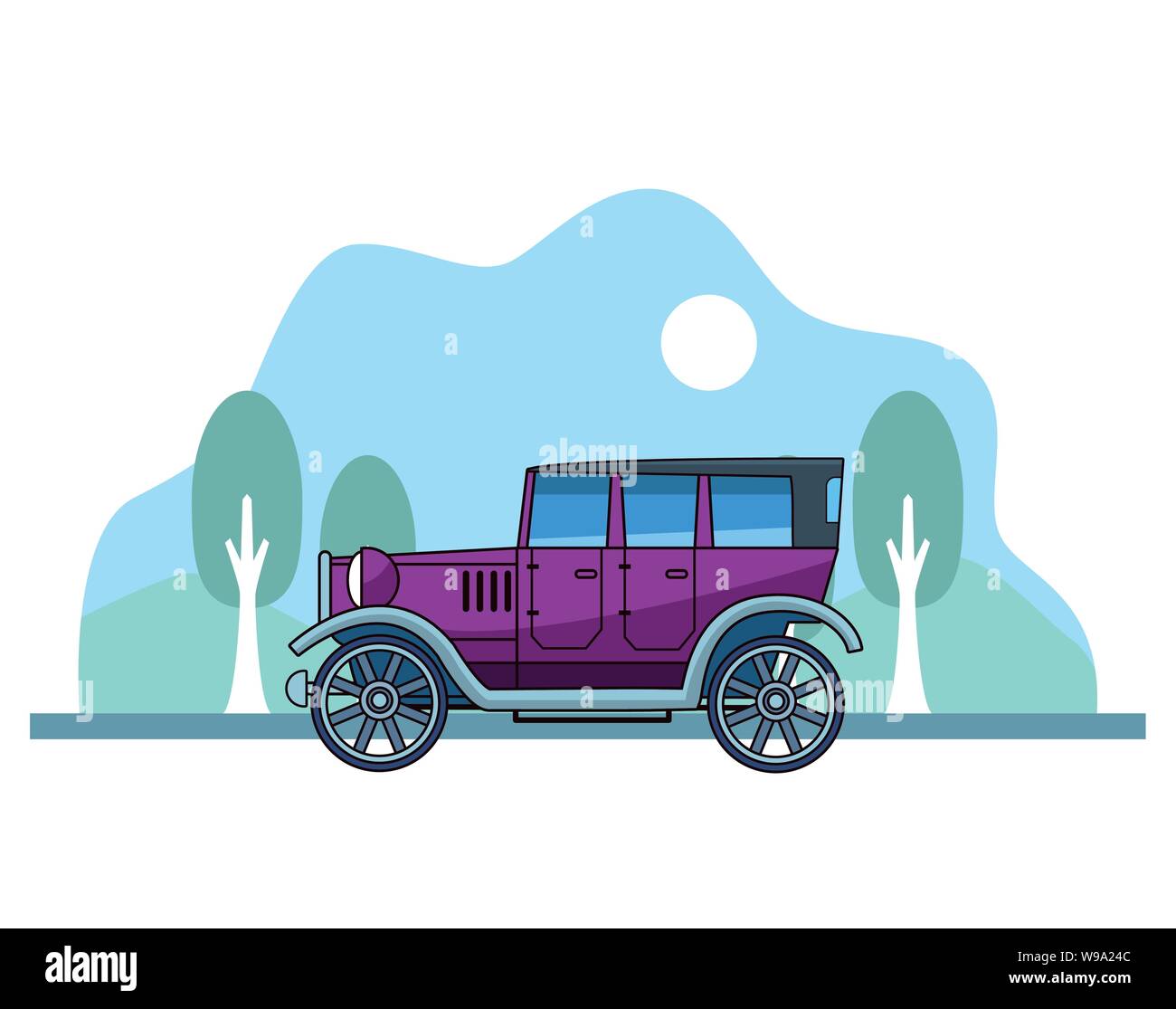 Car classic landscape Cut Out Stock Images & Pictures - Alamy