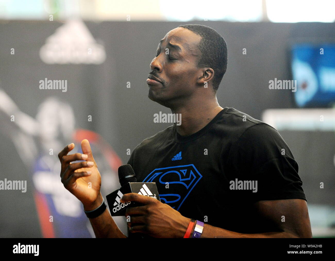 NBA player Dwight Howard of the Orlando Magic poses during the opening ...